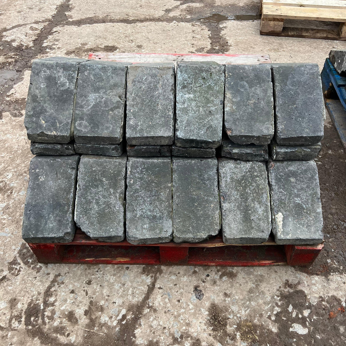 Reclaimed 18” Staffordshire Blue Triangle Wall Coping Bricks - Batch o ...