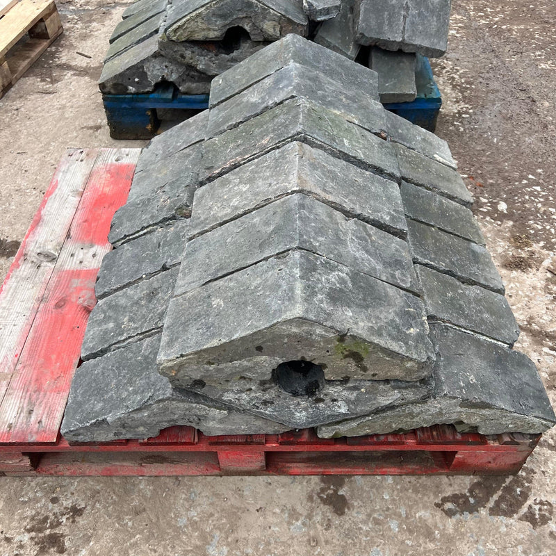 Reclaimed 18” Staffordshire Blue Triangle Wall Coping Bricks - Batch o ...