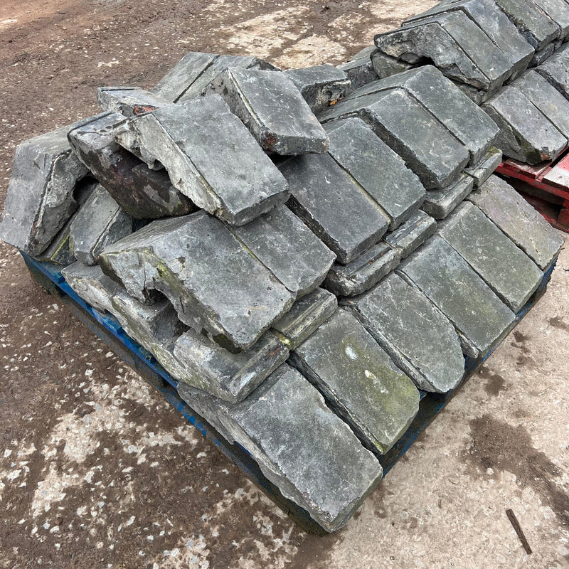 Reclaimed 18” Staffordshire Blue Triangle Wall Coping Bricks - Batch o ...