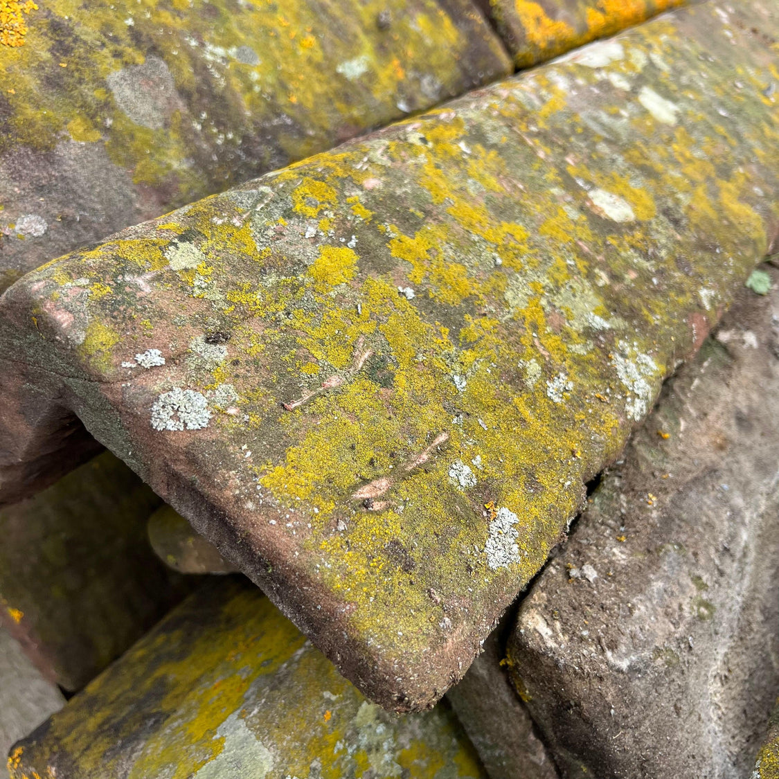 Reclaimed Red Sandstone Weathered Stone Roof Ridge Tile - Batch of 20 ...