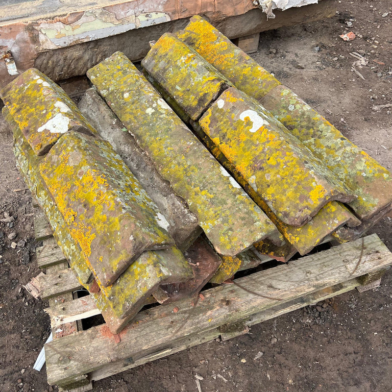 Reclaimed Red Sandstone Weathered Stone Roof Ridge Tile - Batch of 20 ...