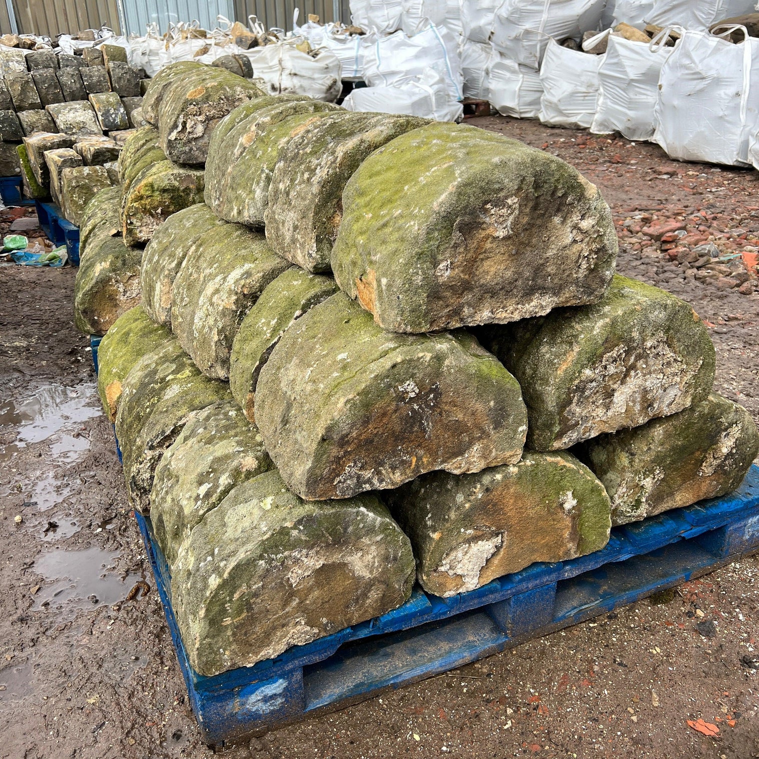 Reclaimed Natural Stone Half Round Wall Coping | Stone Coping ...