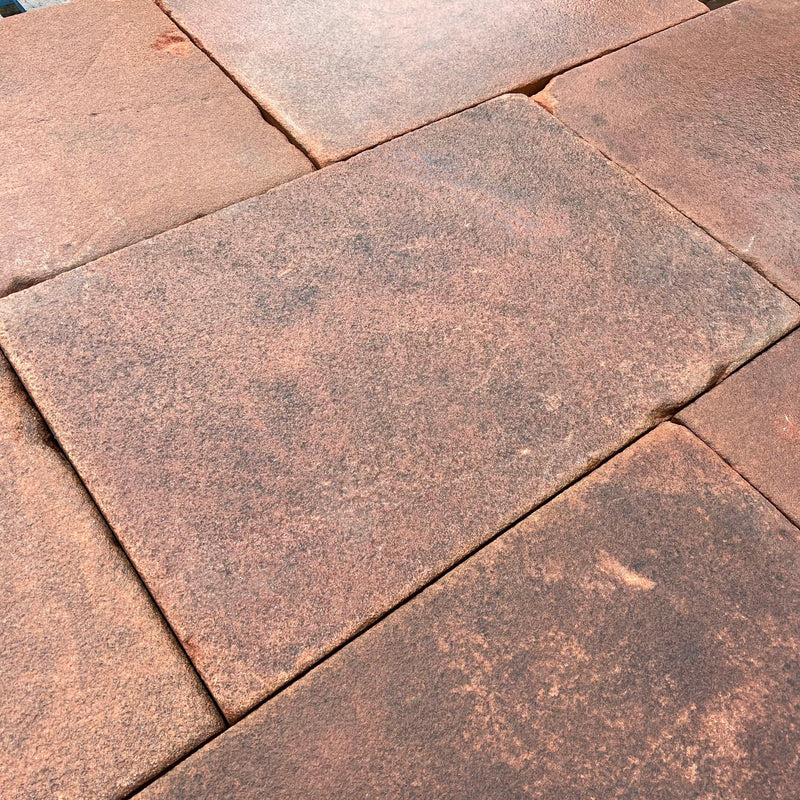 Reclaimed Sawn Red Sand Stone Paving Flag Stones – Reclaimed Brick Company